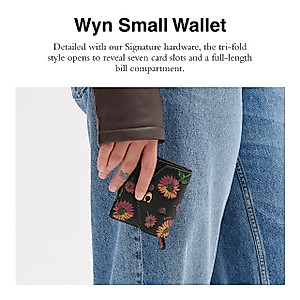 Coach Floral Printed Leather Wyn Small Wallet, Black Multi