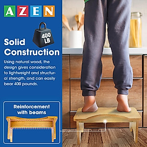 AZEN Toilet Stool Squat Adult, Wood Poop Stool for Bathroom Adults, Portable Toilet Potty Stool for Adults, 7 Inch Height