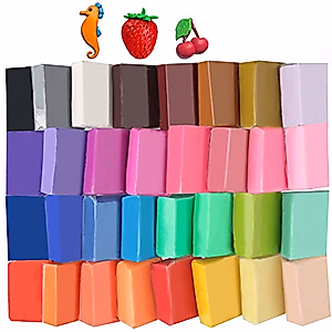 Super Valuable 32 Colors Small Block Polymer Clay Set Oven Bake Clay, Tomorotec Non-Toxic Molding DIY Clay Oven Baking Clay for Kids, Artists (Softer)