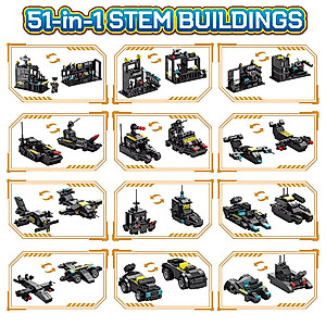 51-in-1 Robot Building Kit for Kids STEM Building Toys Erector Set for Boys 8-12 Engineering STEM Projects SWAT Police Building Blocks Toys Gifts for Boys Kids Age 6 7 8 9 10 11 12 Years Old 700PCS