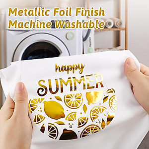 Gatichetta Heat Transfer Vinyl Roll, Metallic Foil Gold Iron On Vinyl 12" X 6ft Chrome HTV Vinyl for Garments