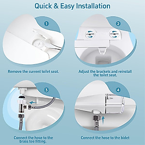 Shineforu Ultra-Slim Bidet Dual Mode Bidet Attachment for Toilet, Bidet Toilet Seat Attachment with Pressure Controls(Feminine/Posterior Wash),Easy to install Design Non-Electric Bidet