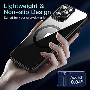 CASEKOO Clear Hybrid for iPhone 14 Pro Max Case (2024 Upgraded), Ultra Strong Magnetic Force, 10FT Milirary Drop Protection, with 360° Rotating Magnetic Stand, Transparent Slim 6.7 inch, Clear Black