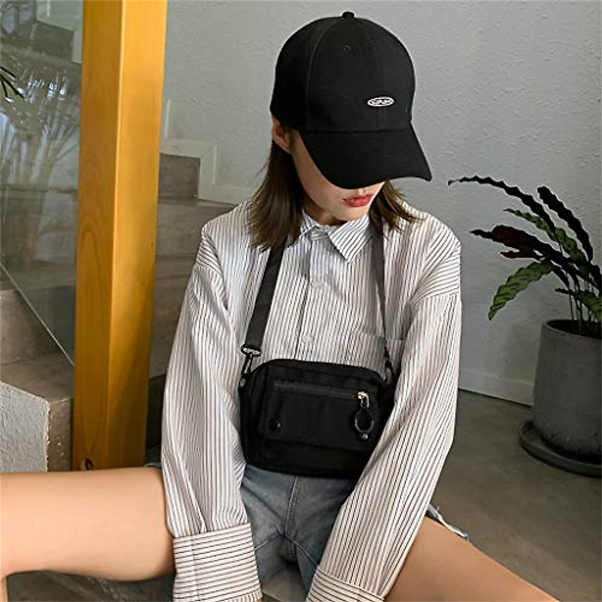 Large Shoulder Tote Tote Canvas Bag Color Women Shoulder Zipper Outdoor Casual Handbag Bag Satchel Men (Black, One Size)