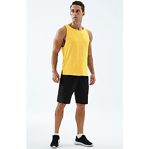 icyzone Workout Tank Tops for Men - Running Muscle Tank Exercise Gym Tops Athletic Shirts(Yellow, M)