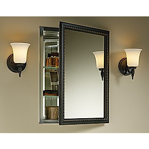 KOHLER K-2967-BR1 20 inch x 26 inch Aluminum Bathroom Medicine Cabinet with Oil-Rubbed Bronze Framed Mirror Door; Recess or Surface Mount
