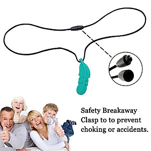 Chew Necklaces for Sensory Adult and Kids, Silicone Feather Chewy Necklace for Autism, ADHD, Chewing, Oral Motor Therapy Tools for Mild Chewers