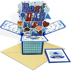 Supoeguk Pop Up Fathers Day Card, Best Dad Ever Greeting Card, Father’s Day Gift for Dad Husband Son Brother, 3D Foiled Dad Birthday Card from Daughter Son