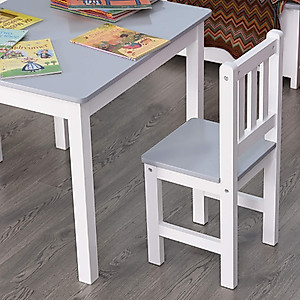 Qaba Kids 3 Piece Table and Chair Set Ideal for Arts, Meals, Lightweight Wooden Homework Activity Center, Toddlers Age 3+, Grey
