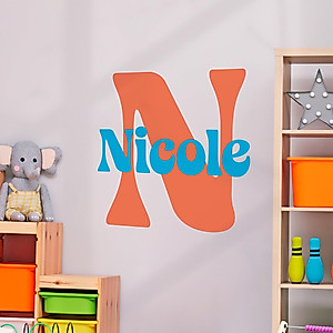 Multiple Font Personalized Name & Initial Vinyl Wall Decor I Nursery Wall Decal for Boy & Girl Decoration I Stickers Aesthetic I Multiple Options for Customization