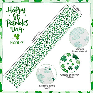 St. Patrick's Day Table Runner Long Dining Irish Green Lucky Clover Party Decoration, Clover Leaves Shamrocks for Wedding Party Holiday for Kitchen Dining Room Home Decoration