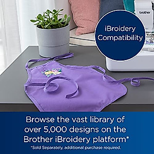 Brother PE545 Embroidery Machine, Wireless LAN Connected, 135 Built-in Designs, 4" x 4" Hoop Area, Large 3.7" LCD Touchscreen, USB Port, 10 Font Styles