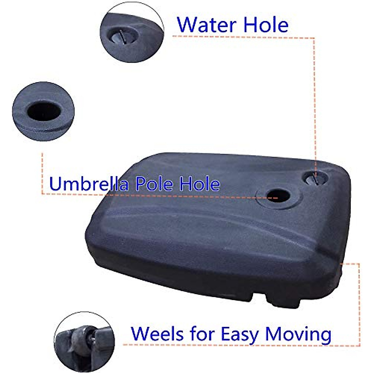 Festival Depot Patio Umbrella Base Outdoor 150 LB Weight Water Filled Plastic Stand Matching Cantilever Sun Umbrella Suit for Outside Deck Porch Garden Lawn, Black (Big-70L)