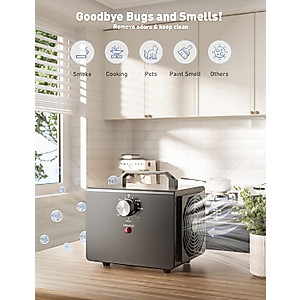 [Strong Ozone 2000 Sq Ft] Ozone Machine Odor Removal 15000mg/h, Ozone Generator Odor Eliminator for Home, Ozone Odor Eliminator, Ionizer Air Purifier Ozone for Home, Car, Smoke, and Pet Room - Black