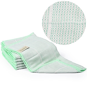 Aimisin 100% Bamboo Kitchen Dish Cloths, Green Washcloths Dish Towels, Ultra Absorbent Fast Drying, Strongly Removes Oil and Dirt, Reusable Environmentally Friendly Rags. 6Pcs, 11.8''x11.8''