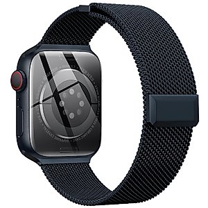 EPULY Compatible with Apple Watch Band 44mm 45mm 46mm(Series 10) 49mm,Stainless Steel Mesh Loop Magnetic Clasp for iWatch Ultra Series 9 8 SE 7 6 5 4 Women Men -49/46/45/44mm Midnight