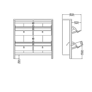 Pemberly Row 4 Drawer Shoe Cabinet, 16-Pair Shoe Rack Storage Organizer in Black Matte