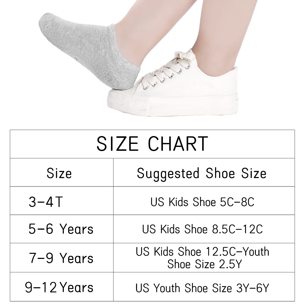 Witwot 10 Pairs No Show Socks for Kids Girls Boys Ankle Socks 5-6 Years White