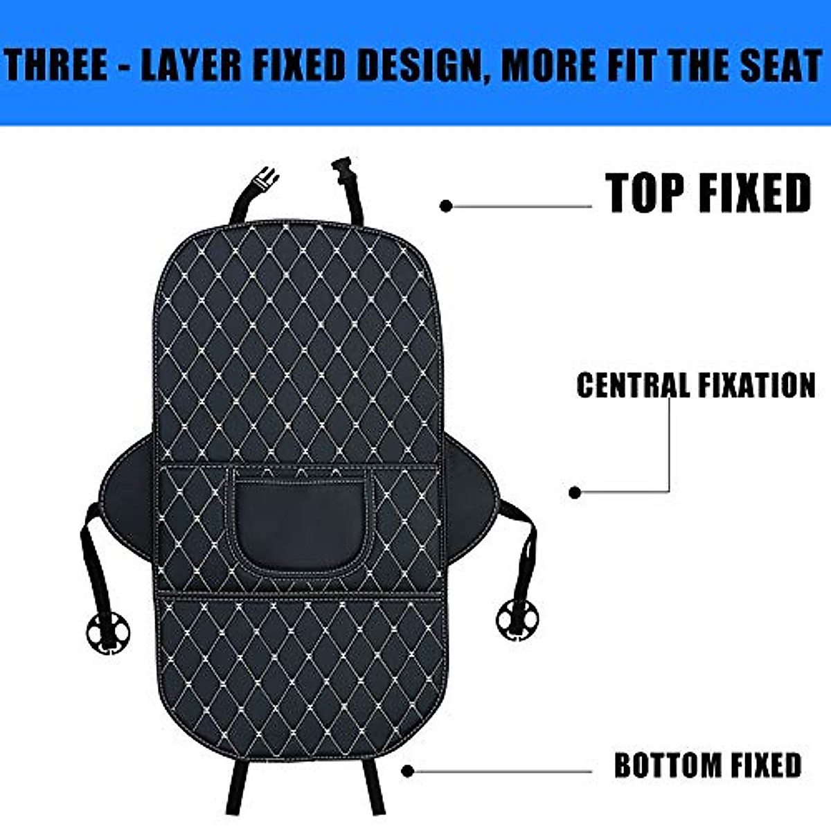 Aiydachy Kick Mats Back Seat Protector 2 Pack Car Back Seat Cover Premium Fabric Odor Free Protect Your Leather Seat with 2 Storage Pocket