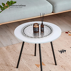 Alisveristime Turkish Ottoman Coffee Tea Serving Tray – 11.8 Inches, Wavy Zamac Tray with Traditional Motifs, Available in Five Color Variations (Silver)