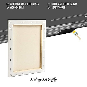 Academy Art Supply Stretched Canvas (11x14) - Blank Canvas for Painting Bulk Pack of 7 - Acid-Free White Canvas Panels - Ideal for Painters, Students, Kids