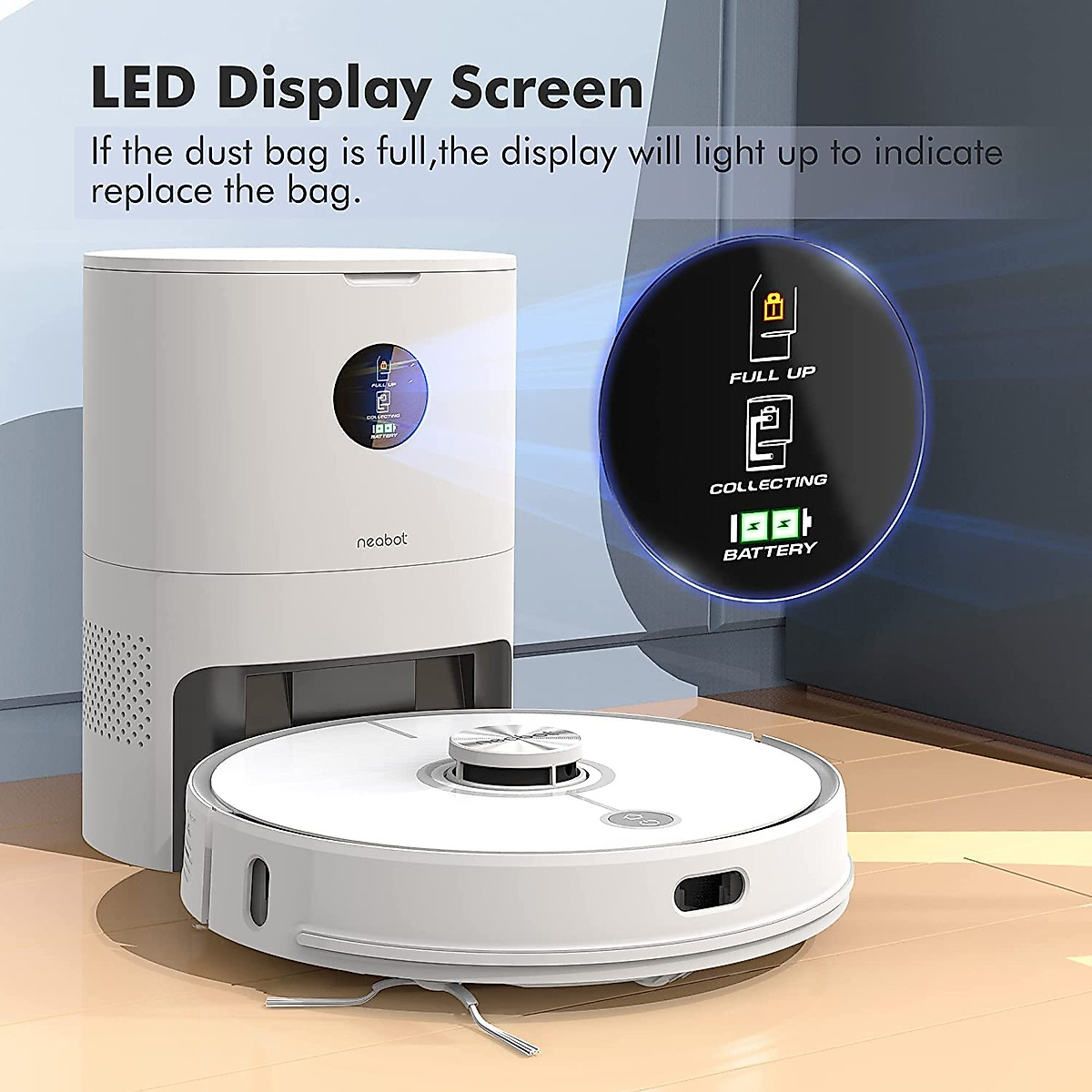 N2 Robot Vacuum with Self-Emptying, Wi-Fi Connected, Compatible with Alexa, Lidar Navigation, Sweep, Mop & Vacuum 3 in 1 Robot Vacuum Cleaner, Carpet & Hard Floor, Ideal for Pet Hair, Carpets White3