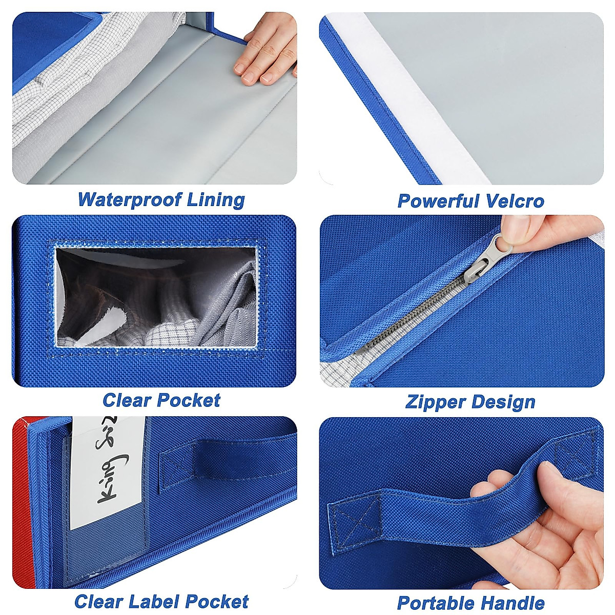 4 Pack Foldable Bed Sheets Organizers and Storage Twin/Full/Queen/King Linen Fabric Closet Organizers with Window, Folding Bedding Storage Box for Bedsheets Clothes