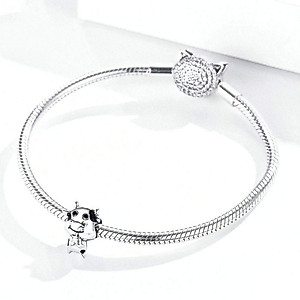 Cow Charm 925 Sterling Silver Cat Charm Bat Charm Peacock Charm Animal Charm Birthday Charm Gift Charm for Pandora Charm Bracelet (Cow)