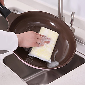 FaSoLa Magic Durable Kitchen Cleaning Sponge, Pots Pans Household Cleaning Scrub Sponge, Eco Scrub Pads for Dishes (Multicolor Pack of 15)