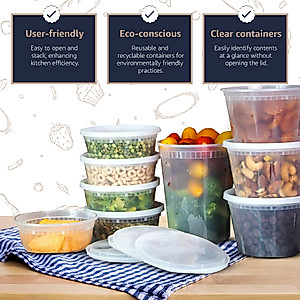 [24 Pack - 32 oz] Plastic Soup Cups Deli Food Storage Containers with Tight Lids Portion Control Non-Spill Stackable Microwaveable Freezer Dishwasher Safe