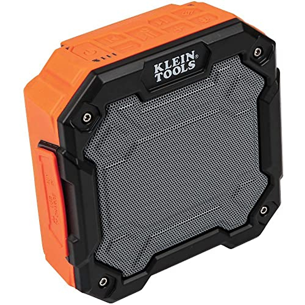 Klein Tools AEPJS3 Bluetooth Jobsite Speaker With Magnet and Hook, 20-Hr Run Time, Charge Devices Via USB A or C Ports, Daisy Chain for Pairing, Hands Free Capable, IP54 Dust and Water Resistant