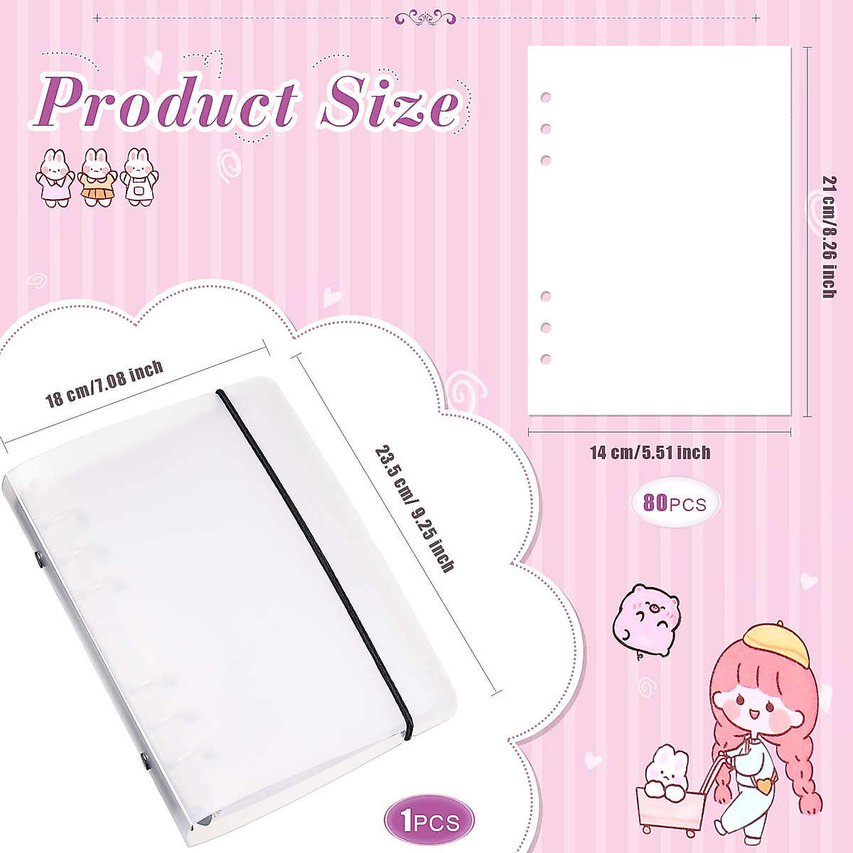 Spakon Sticker Collecting Album Sheets Reusable Sticker Book Sticker Collection Accessories for Collecting Back to School Gifts, A6/A5(A5, 1 Piece)