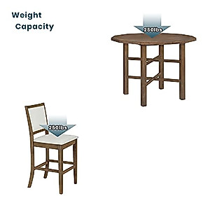 HAUSHECK 4 Counter Height Kitchen Room Irregular Round Table, High-Back Chairs, Rubber Wood Legs, Comfortable Cushioned, 5 Piece Dining Set for Small Places, Brown
