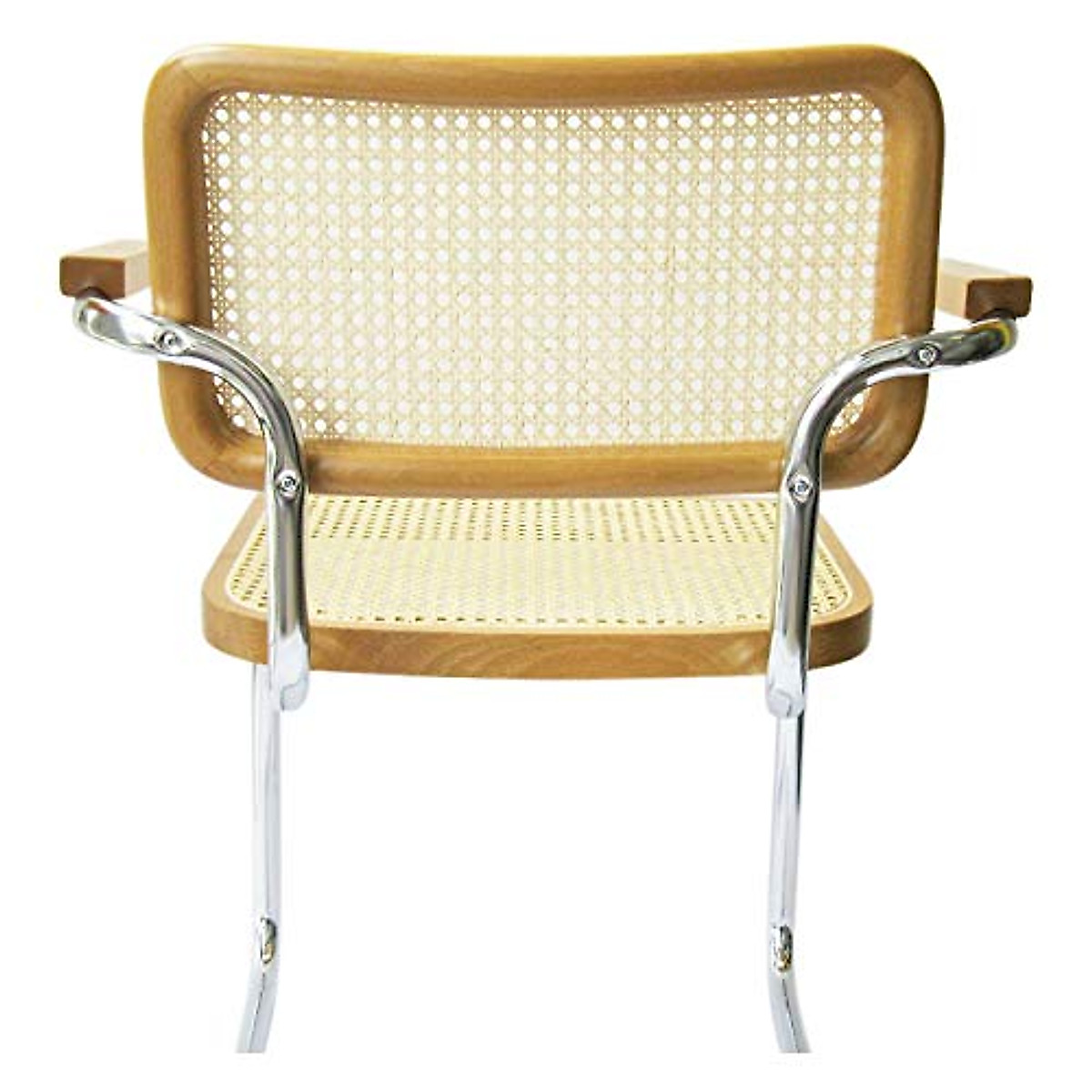 Marcel Breuer Cesca Cane Chrome Arm Chair in Honey Oak