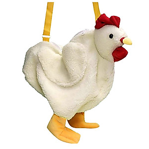HENAA Cute Plush Crossbody Chicken Bag,Girls Women Funny Shoulder Cell Phone Wallet,Cute Cartoon Plush Purse Handbag Crossbody Shoulder Bag, White