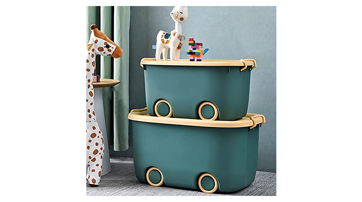 LIFKOME Stackable Toy Storage Box with Wheels