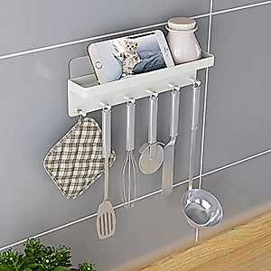 Skmkicny 6 Hooks Key Holder for Wall, Mail Organizer Wall Mount with Key Hooks, Key Rack Organizer for Hallway, Entryway, Kitchen, Bathroom (White)