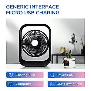 goodat 13.5 Inch Portable Desk Fan with LED Lantern Battery Operated Fan Rechargeable Folding Personal Fan Ultra Quiet 3 Speed Adjustable Strong Wind USB Fan For Office Bedroom Home Desktop Camping
