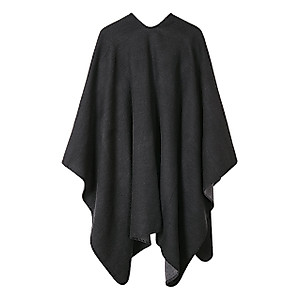 Urban CoCo Women's Color Block Shawl Wrap Open Front Poncho Cape (Series 7-Black)