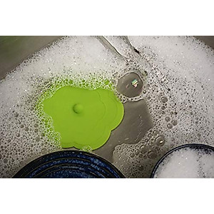 RSVP International Green Silicone Flower Kitchen Stopper, 6" | Sink Plug | Water-Tight Seal | Durable Silicone Withstands Hot Water | Dishwasher Safe