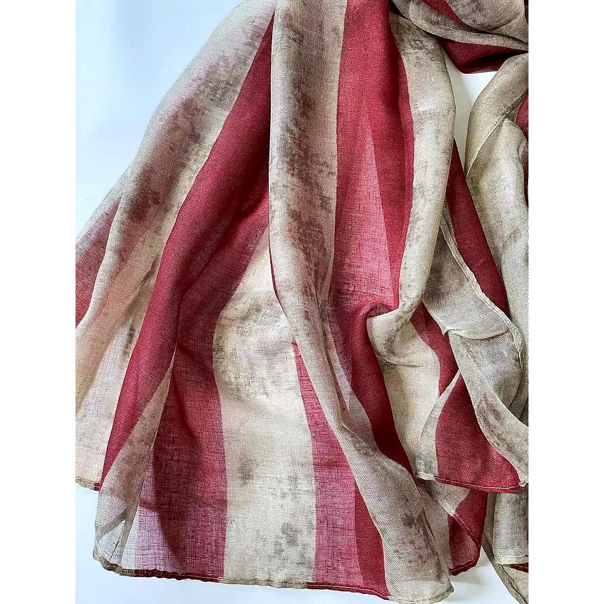 REINDEAR Vintage American Flag Patriotic Shawl Scarf (Khaki)