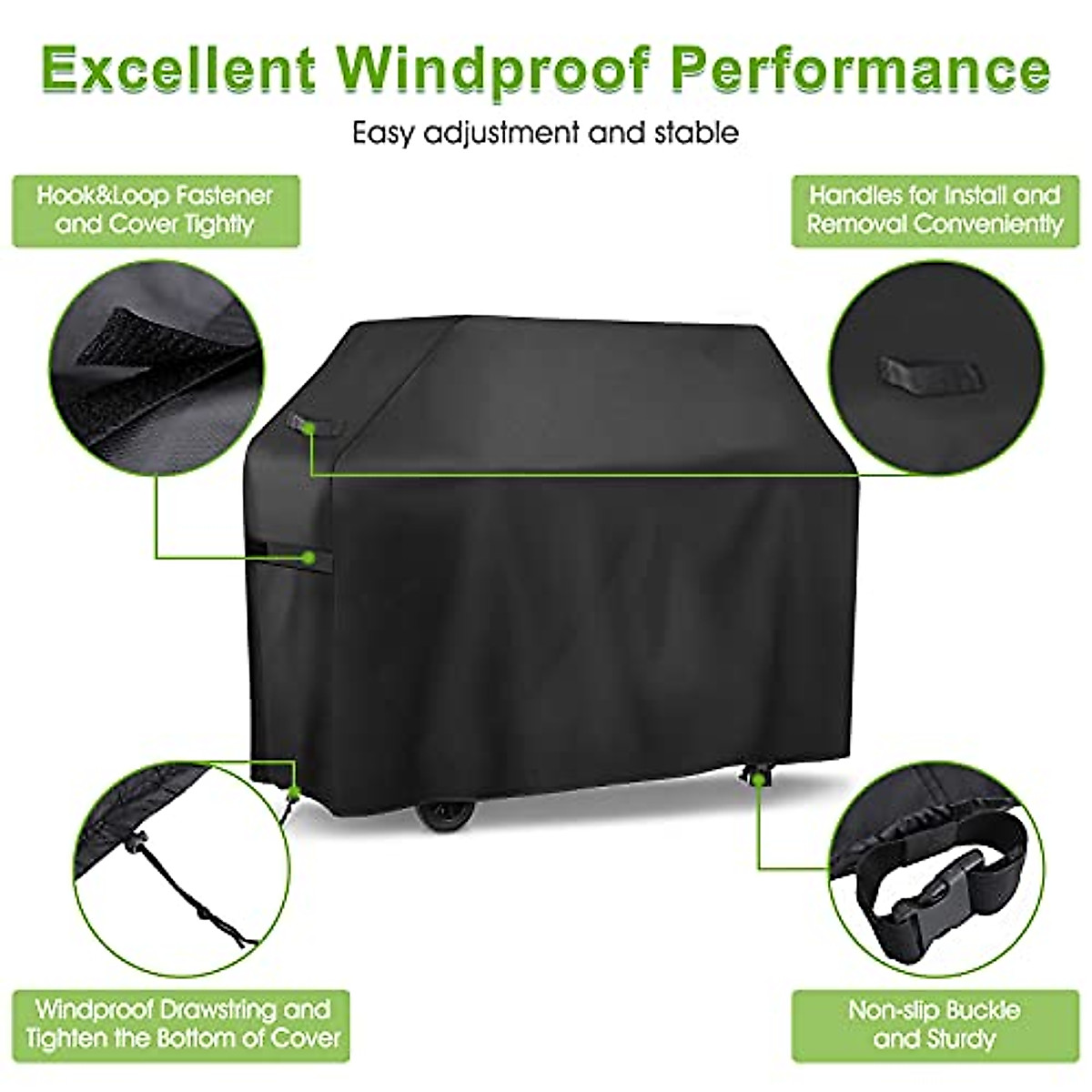 Grill Cover, 59-inch Waterproof Heavy Duty Gas Grill Covers, 420D BBQ Charcoal Cover for Barbeque Grill of Weber, Brinkmann, Char-Broil, Jenn Air and Holland Medium(59" Lx 25" Dx 47" H)