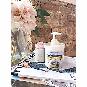 Advanced Clinicals Retinol Cream Face Moisturizer | Crepey Skin Care Treatment | Fragrance Free Body Lotion Targets Look Of Crepe Skin, Wrinkles, & Sagging Skin, 16 Oz (2-Pack)