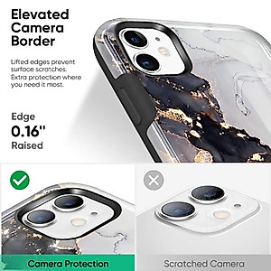 Dutyway for iPhone 11 Case, Protective Gold Sparkle Glitter Slim Fit Cover for Men & Women, Hard PC Full-Body Shockproof Rugged Bumper Protective Case for Apple iPhone 11 6.1 inch