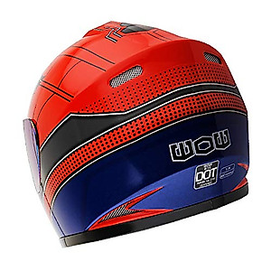 WOW Motorcycle Full Face Helmet Street Bike BMX MX Youth Kids Spider Red
