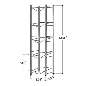 LIANTRAL Water Jug Rack, 5 Gallon Water Bottle Holder, 5 Tiers, Silver