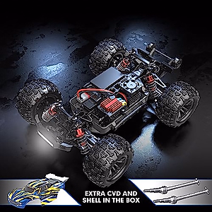 HYPER GO H16BM 1:16 RTR Brushless Fast RC Cars for Adults, Max 42mph Hobby Electric Off-Road Jumping RC Trucks, RC Monster Trucks Oil Filled Shocks Remote Control Car with 2 Batteries for Boys