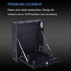 Kenuco Heavy Duty 16 Gauge Steel DVR Security Lockbox with Fan and Swing Open Top (18'' x 18'' x 5'' Black)
