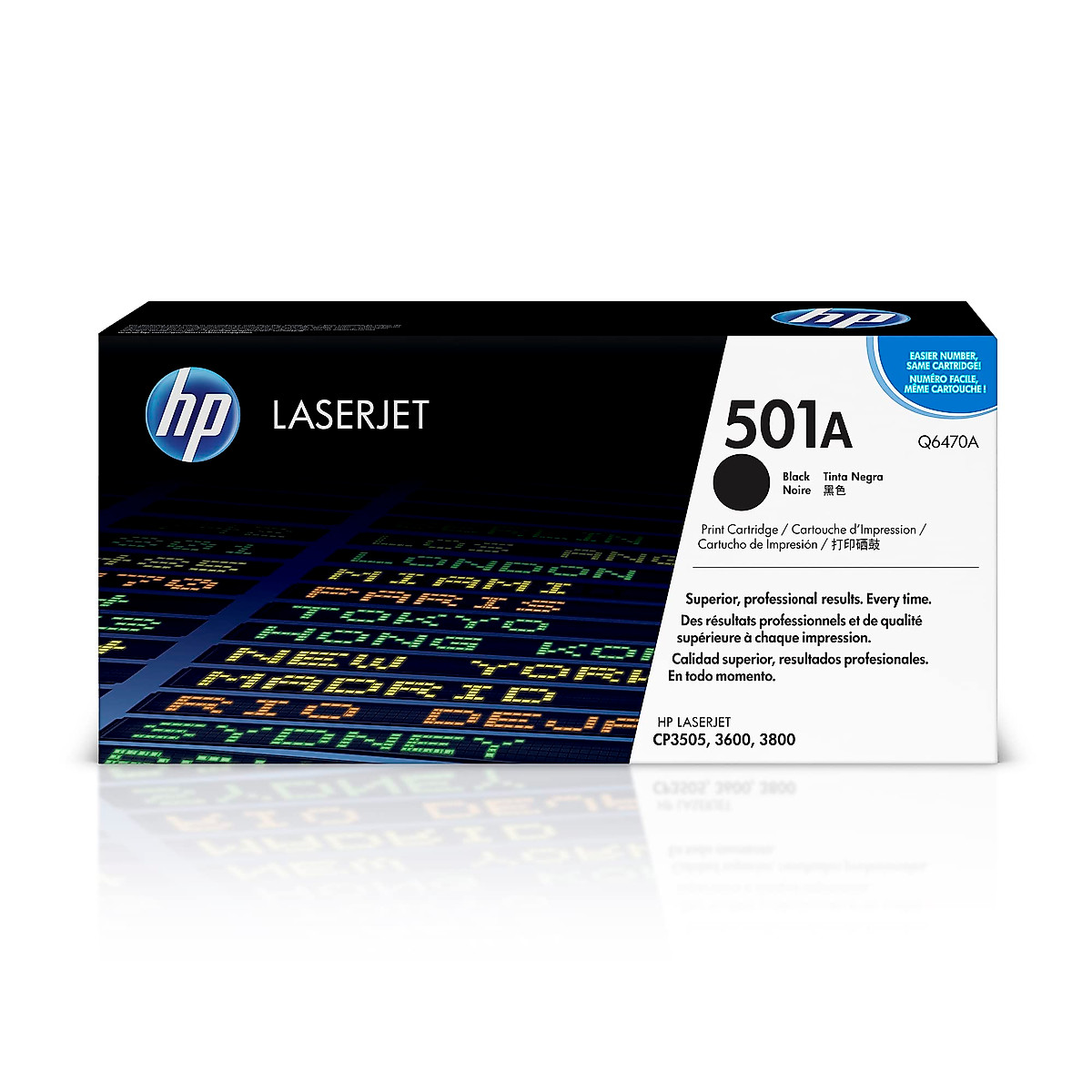 Original HP 501A Black Toner Cartridge | Works with HP Color LaserJet 3600, 3800, CP3505 Series | Q6470A