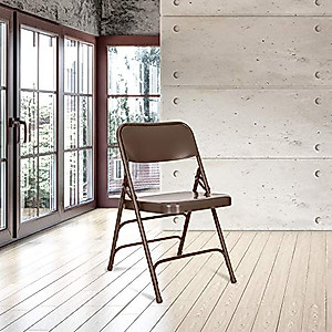 OEF Furnishings Triple Brace Steel Folding Chair, Brown
